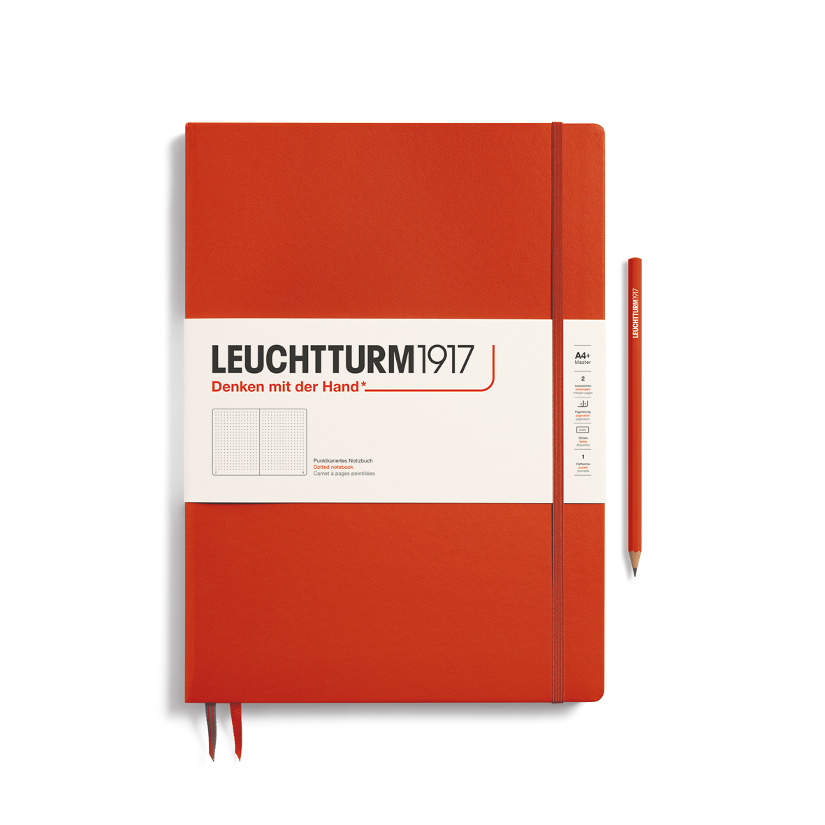 Notebook Hardcover Master Slim (A4+), Dotted, 123 pages, Fox Red ...