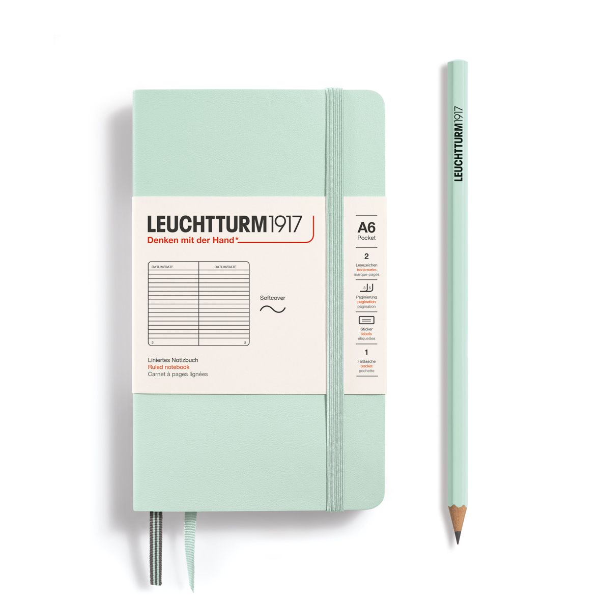 Notebook Softcover Pocket (A6), Ruled, 123 pages, Mint Green ...