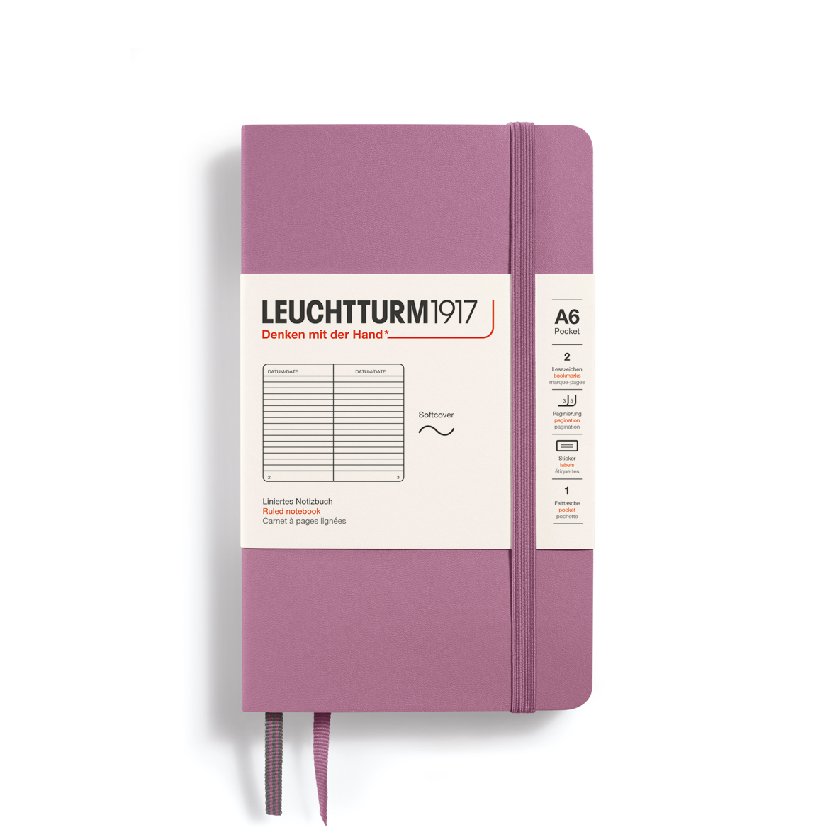 Notebook Pocket (A6), Softcover, 123 pages, ruled, Dusty Rose ...