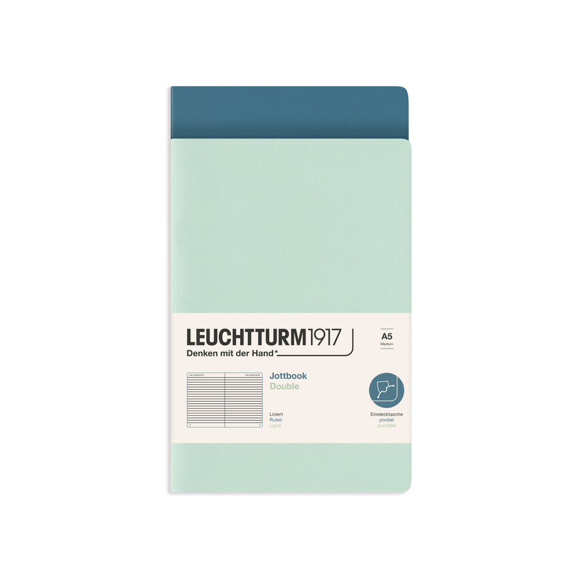 Jotbook (A5) Mint Green and Stone Blue, ruled, 59 pages, double pack ...