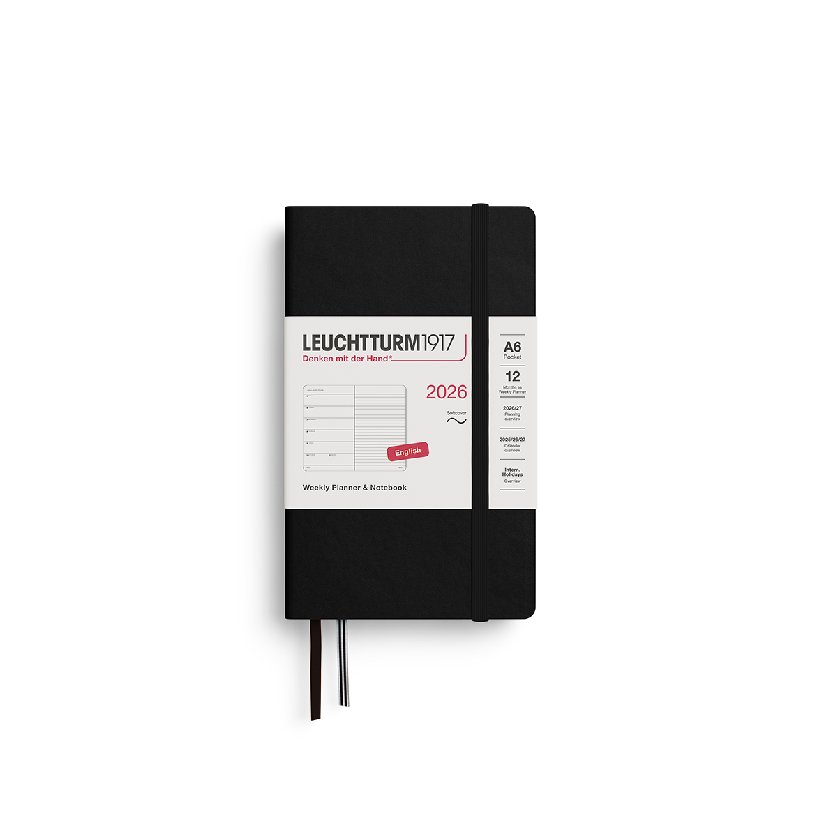 Weekly Planner & Notebook Pocket (A6) 2026, Softcover, Black ...