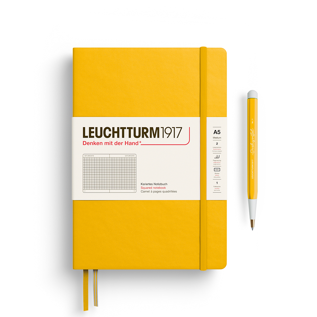 Notebook Medium (A5), Hardcover, 251 numbered pages, Sunflower, squared ...