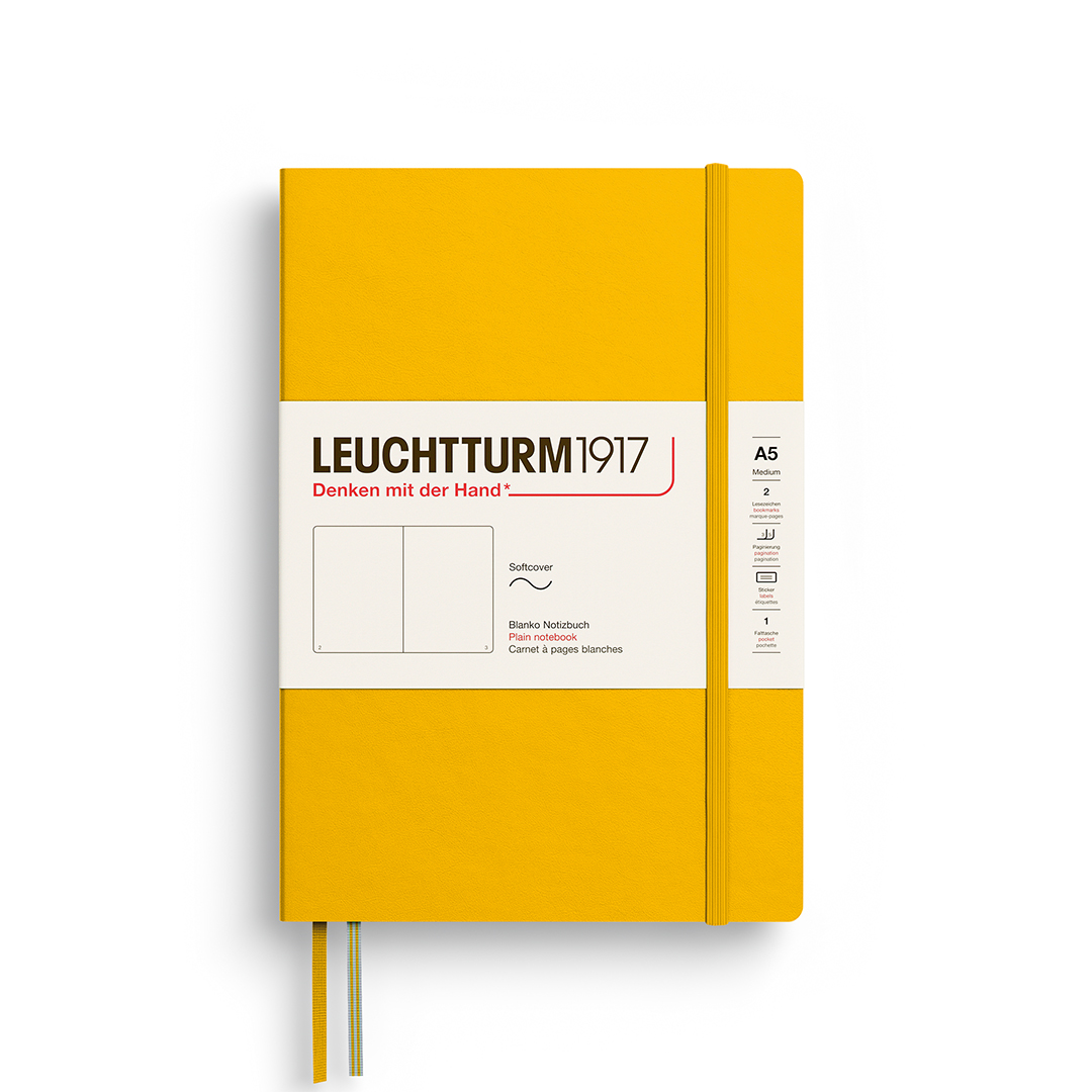 Notebook Medium (A5), Softcover, 123 numbered pages, Sunflower, plain ...